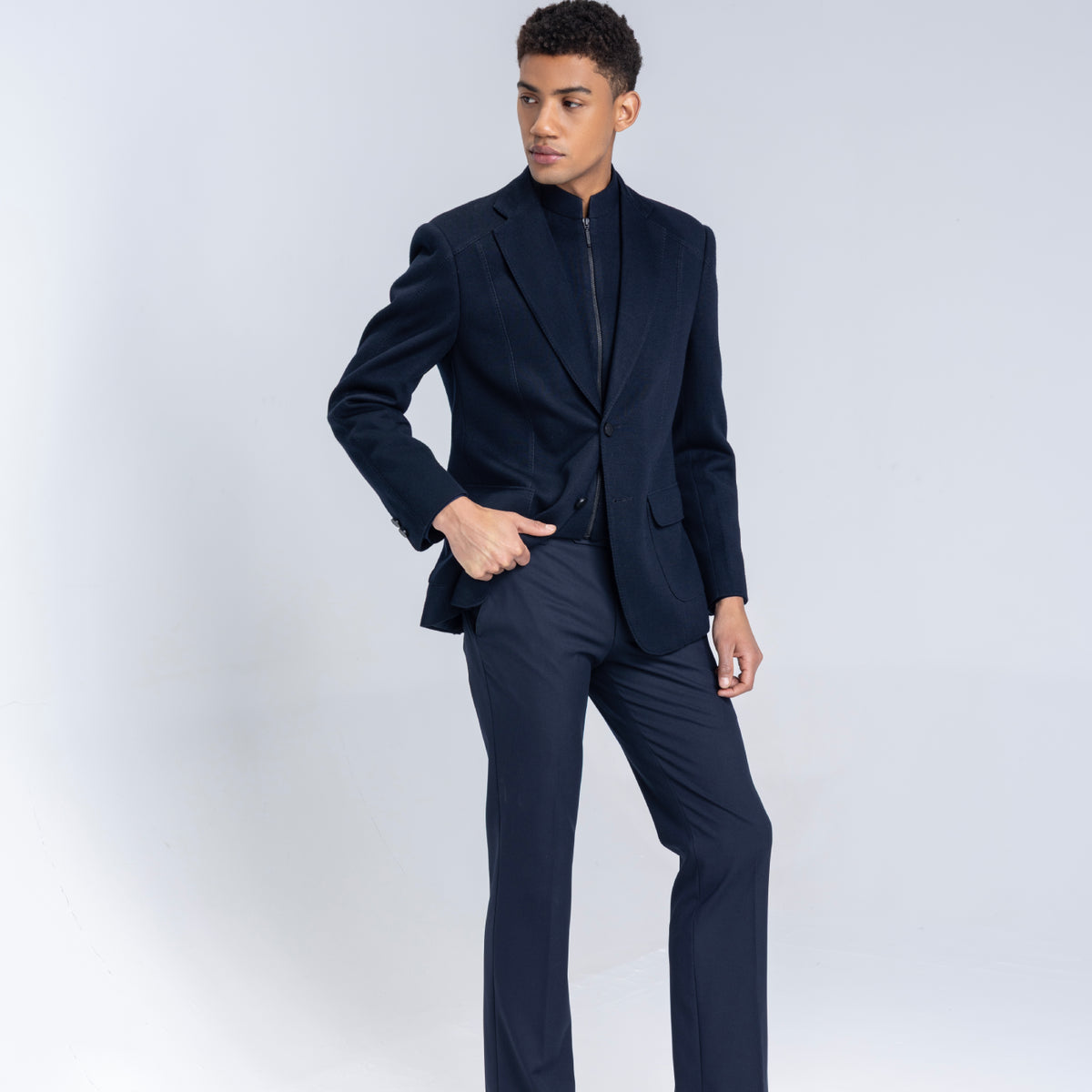 Buy Branded Navy blue blazer with detachable inner jacket – Amit Arora